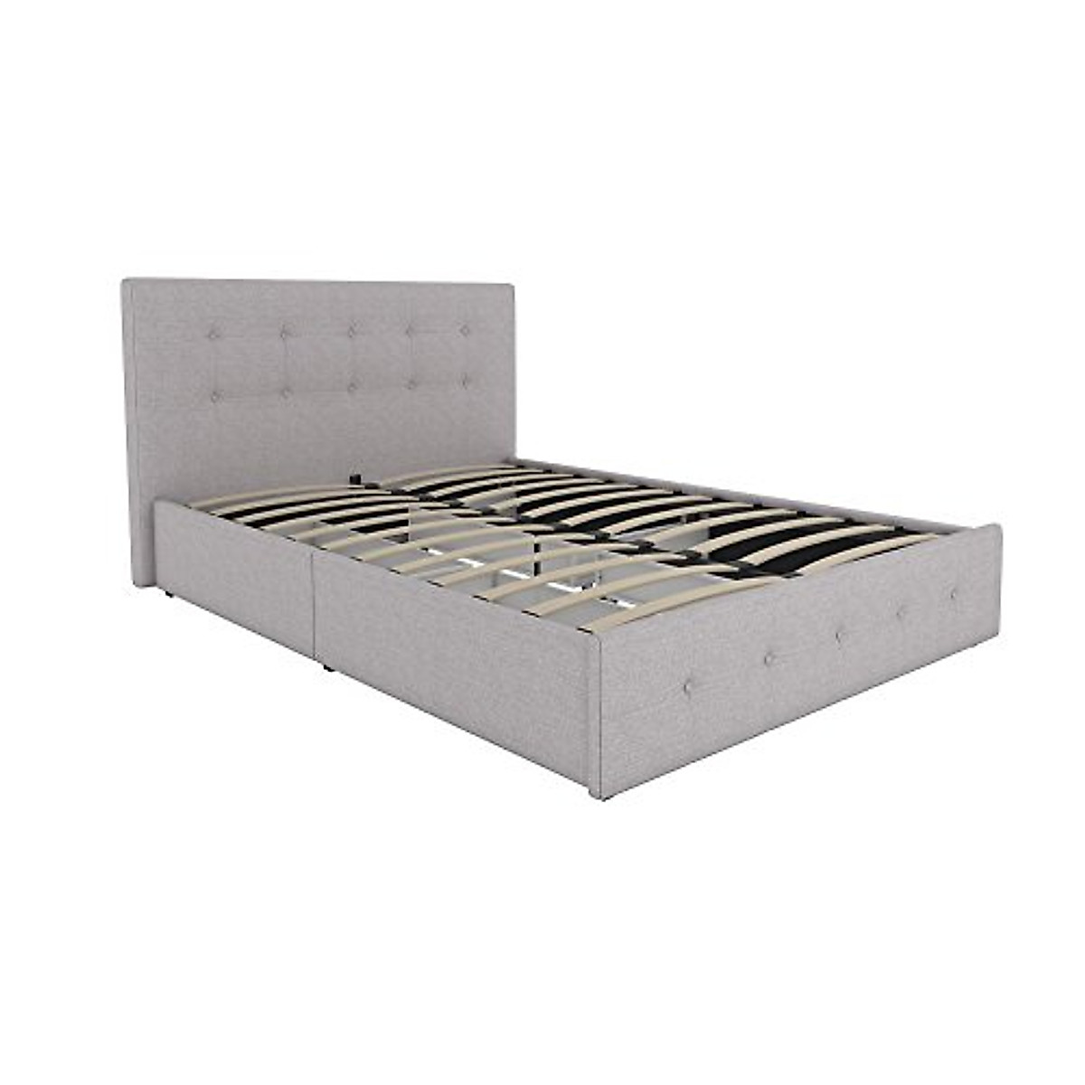 DHP Rose Upholstered Platform Bed with Underbed Storage Drawers and Button Tufted Headboard and Footboard, No Box Spring Needed, Full, Gray Linen