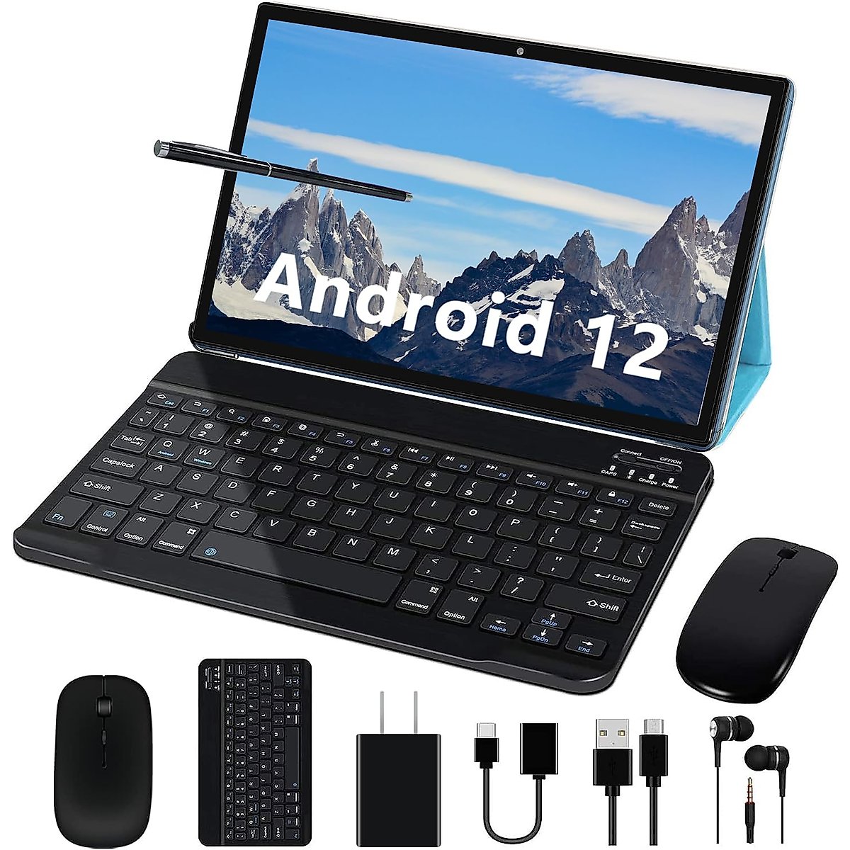 GOODTEL Android Tablet 10 Inch Tablet Octa-Core Processor 64 GB ROM Tablets, Smart IPS, 8000 mAh, Camera 5 MP + 8 MP, WiFi | Bluetooth, Tablet with Keyboard + Mouse (Blue)