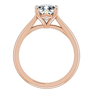 925 Silver, 10K/14K/18K Solid Gold Moissanite Engagement Ring, 3 CT Cushion Cut Handmade Solitaire Ring, Wedding Ring for Women/Her Anniversary Propose Gifts, VVS1 Colorless (925 Silver (Rose Gold Plated))