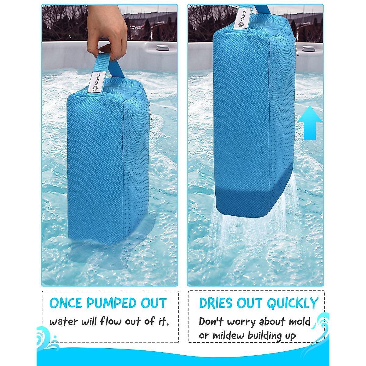 AOSYCO Hot Tub Booster Seat, Non-Slip Weighted Spa Pillow for Adult, Quick Dry Bathtub Cushion for Outdoor Indoor Bath, Bathroom Hottub Massage Accessories at Home, with Washable Mesh Cover