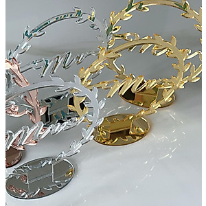 Gold Mirror MR and MRS Wedding Deco,Gold Standing Mr & Mrs Sign Rustic Mr and Mrs Sign for Sweetheart Table Decor