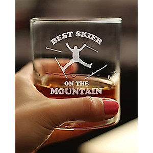 Best Skier - Whiskey Rocks Glass - Unique Skiing Themed Decor and Gifts for Mountain Lovers - 10.25 Oz Glasses
