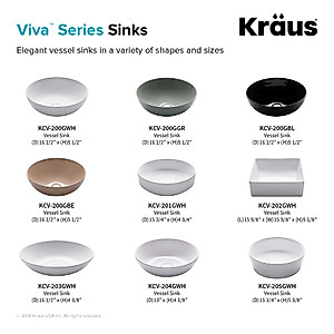 Kraus KCV-204 GWH Ceramic Above Counter Round Bathroom Sink, 13 x 13 x 4.38 Inches, White