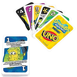 Mattel Games ​UNO Spongebob Squarepants Card Game with 112 Cards & Instructions for Players 7 Years Old & Up, Gift for Kid, Family & Adult Game Night​ [Amazon Exclusive]
