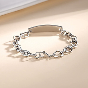 mnmoom 7 1/2 in Heart Medical Alert Bracelets for Women Stainless Steel id bracelets with Free custom engraving (Silver/PACEMAKER)