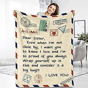 Sister Birthday Gifts from Sister, Sister Gifts Blanket for Sisters from Brother Throw Blanket to My Sister, Soft Bed Sofa Cozy Fleece Flannel Blanket Christmas Valentines Unique Gifts for Women Teen