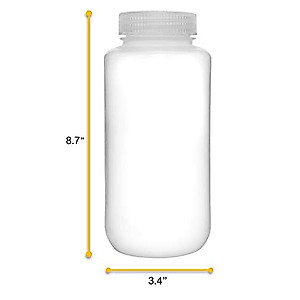 EISCO Reagent Bottle, 1000ml - Wide Mouth with Screw Cap - Polypropylene - Translucent Labs