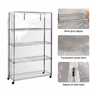 IndigoTempest9 Clear Vinyl Waterproof Shelf Cover for Wire Shelving - 36" W x 14" D x 54" H- with Zipper Closure - Protects from Dust and Debris - Only Cover