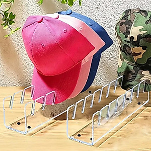 generic Hat Stand for Baseball Caps 2 Pack - Acrylic Hat Holder Display and Organizer- No-Install Holder for 14 Baseball Caps - Ideal for Closet, Dresser, or Shelf, ‎Clear