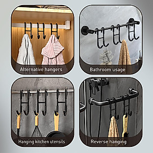 RICHMIRTH Bathroom Frameless Glass Shower Door Over Door Hooks, 2-Pack No Drill No Stick Over Glass Door Brushed Nickel Hooks for Bathrooms, Squeegee (Black)