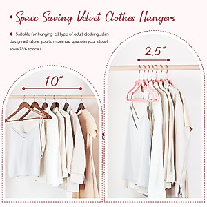 HOUSE DAY Pink Velvet Hangers 60 Pack, Non Slip Flocked Felt Hangers, Sturdy Velvet Clothes Hangers, Cute Heart Hangers, Heavy Duty Coat Hangers, Ultra Slim Pink Hangers for Closet Space Saving
