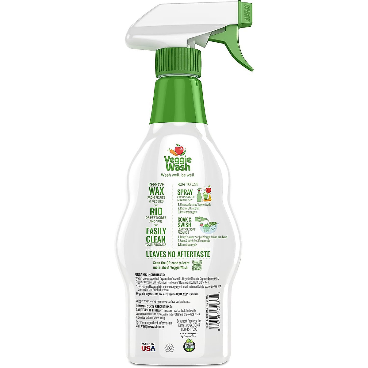 Veggie Wash Organic Fruit and Vegetable Wash, Certified Organic, Ideal for Cleaning Produce, 16 Fluid Ounce, Pack of 3