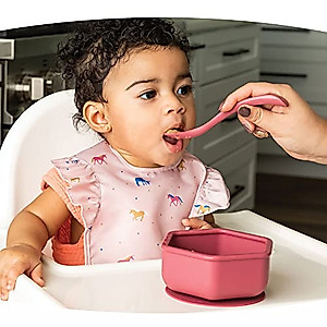 Tiny Twinkle Silicone Suction Bowls Set with lids for Baby and Toddler - 100% Silicone - BPA Free - Microwave Safe - Suction Bowls For Baby, Snack Containers For Toddlers (Rose, Burgundy, 2 Pack)