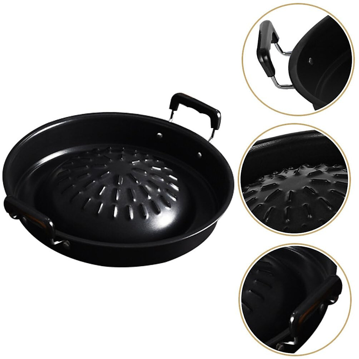 MAGICLULU Bulgogi Tray Pan Grill Topper Pan Korean Bbq Metal Grilling Tray Vegetable Egg Pork Beef Meat Grill Pan for Shabu Hot Pot Grilling Accessory