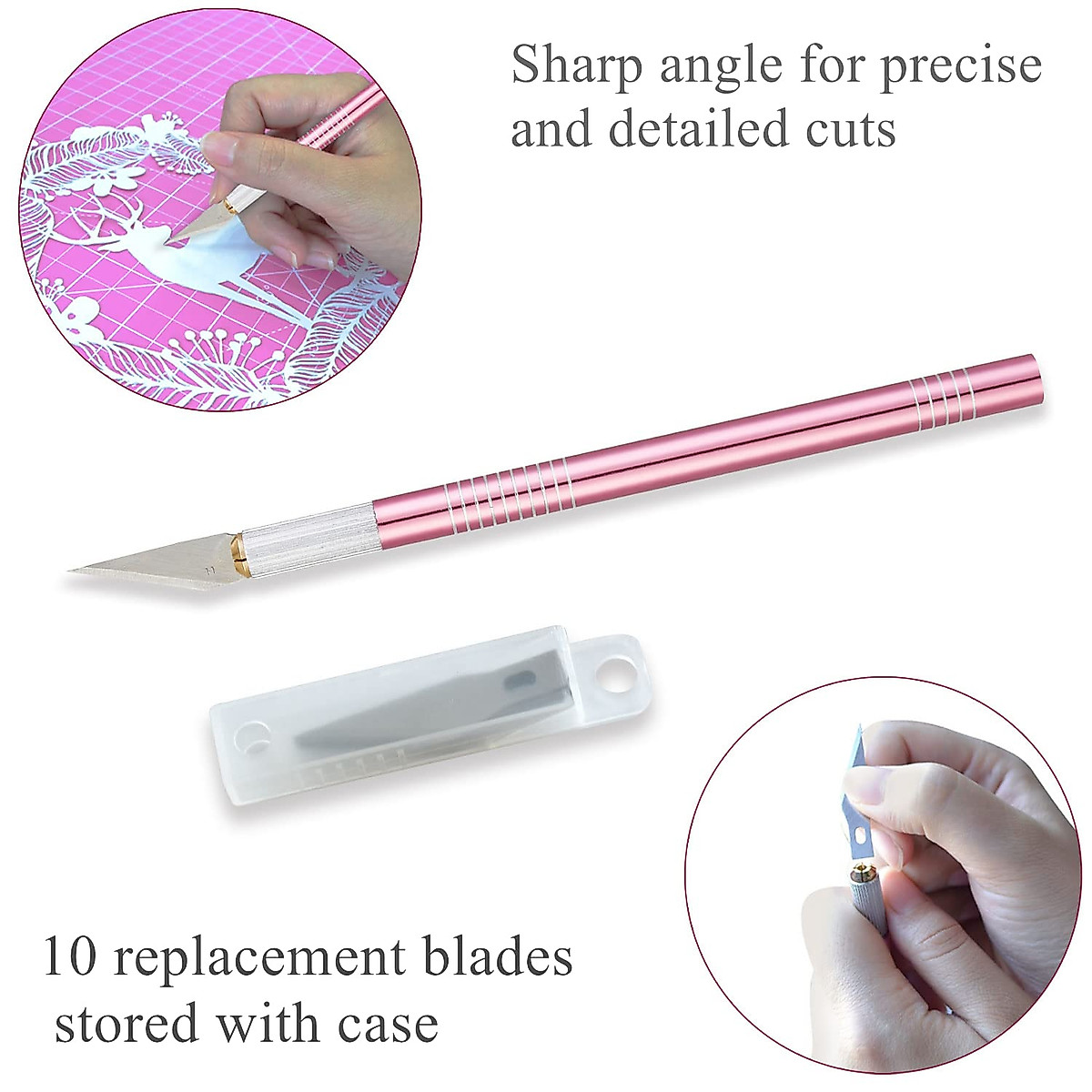 39 Pcs Rotary Cutter Set Pink - Quilting Kit incl. 45mm Fabric Cutter with 5 Extra Blades, A4 Cutting Mat, Craft Knife Set, Quilting Ruler and Sewing Clips, Ideal for Crafting, Sewing, Patchworking