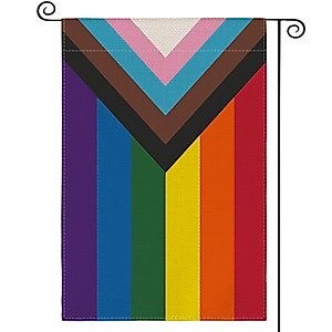 AVOIN colorlife Pride Parade Rainbow Garden Flag 12 x 18 Inch Double Sided Outside, LGBTQ+ Community Progress Gay Lesbian Transgender Bisexual Yard Outdoor Decoration