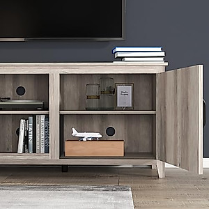 hausway TV Stand with Double Barn Doors, Entertainment Center with Storage Cabinets, Television Stands for TVs up to 80 inches, Modern Farmhouse Furniture for Living Room, Bedroom (Grey)