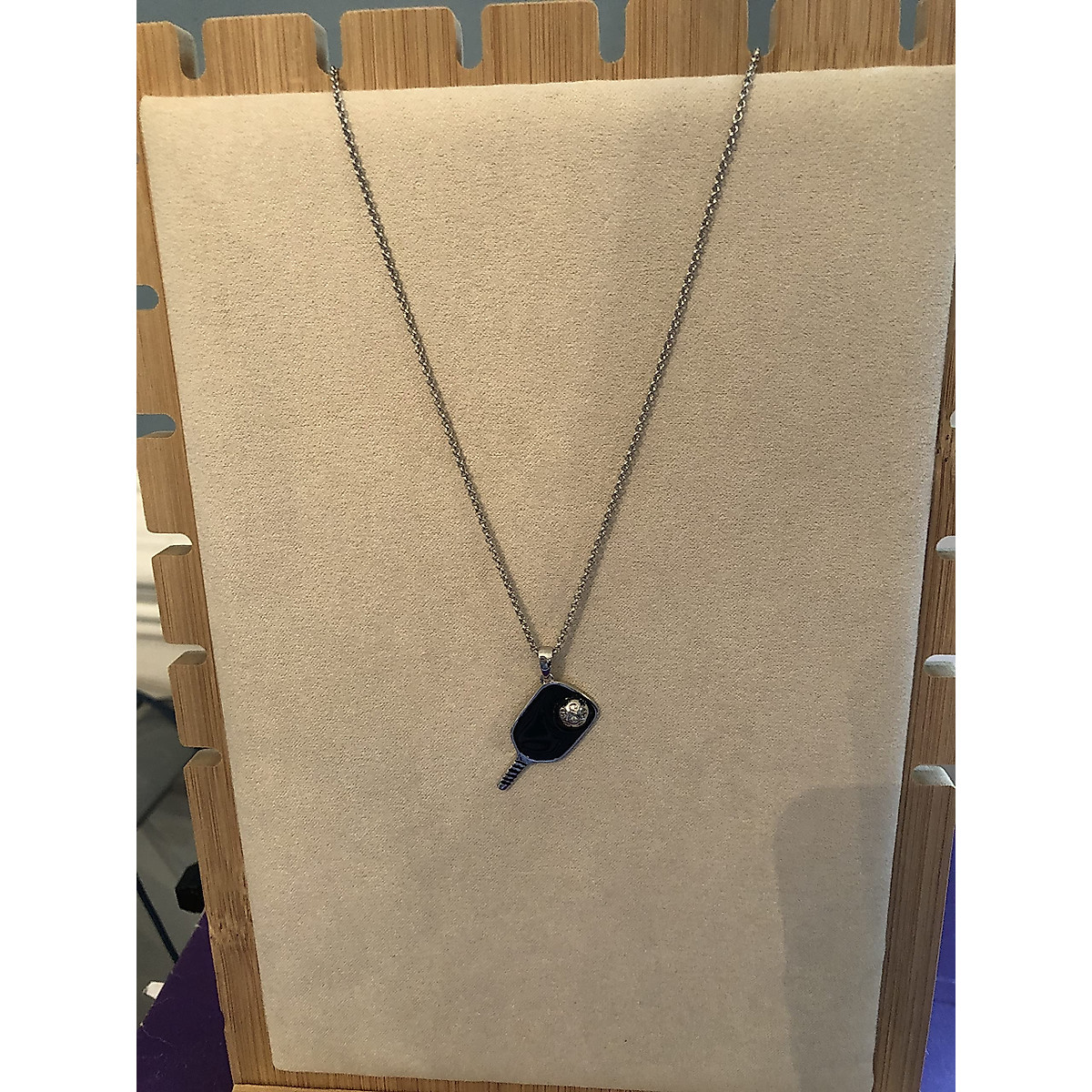 Hit Happy Sleek Pickleball Pendant Necklace (Black)