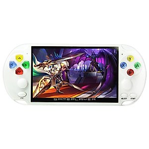 CZT 5.1-inch multi-function video game console color crystal buttons built-in 9600 games MP3MP4 lithium battery game archive AV OUT DV/DC hand-held gaming device (White)