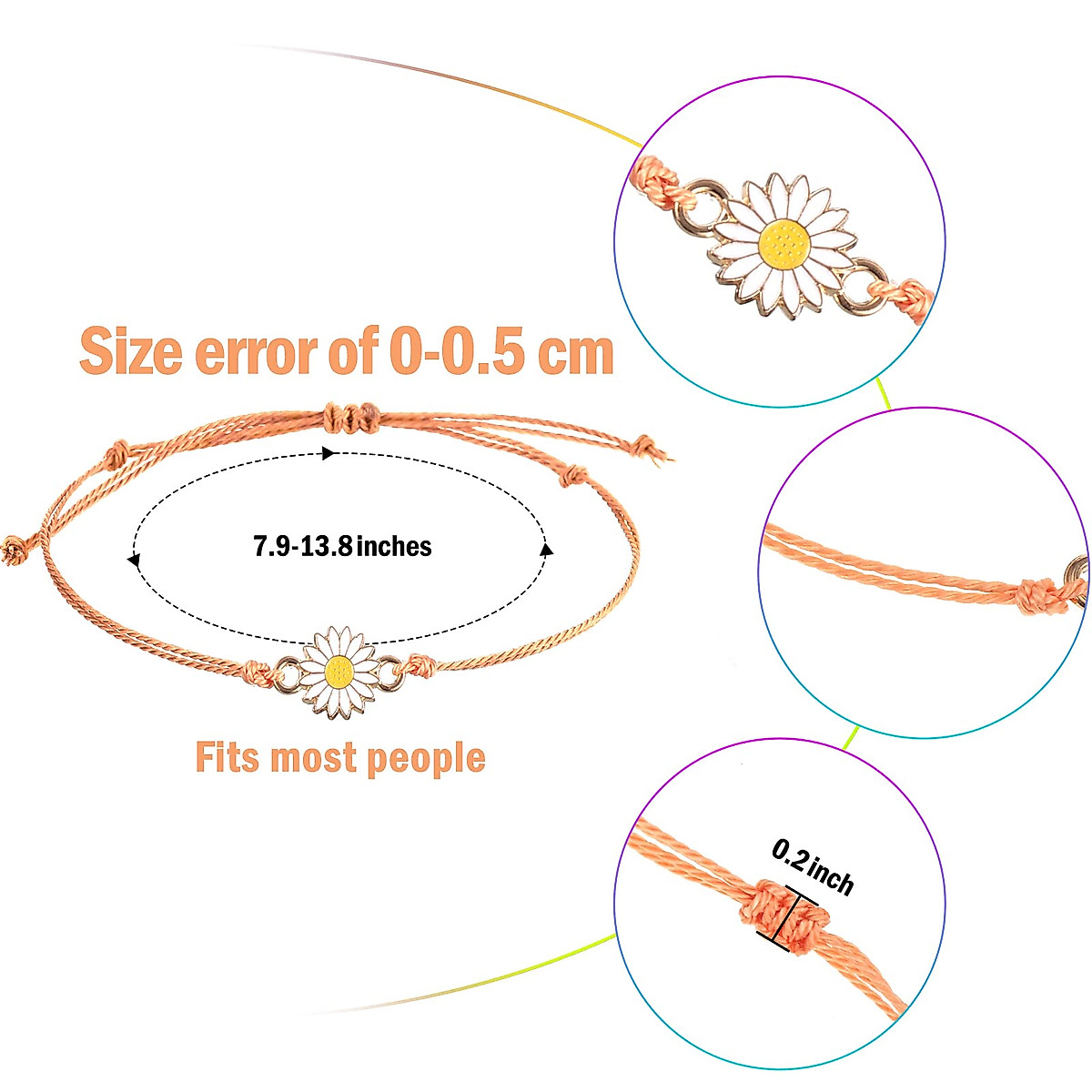 6 Pieces Ankle Bracelet Adjustable Boho Surfer Anklet Bracelet Thin Rope Unisex Handmade Beach Anklet Boho Colorful Ankle Bracelet Bohemia Anklet Chain Jewelry Festival Accessories (Ocean Style)