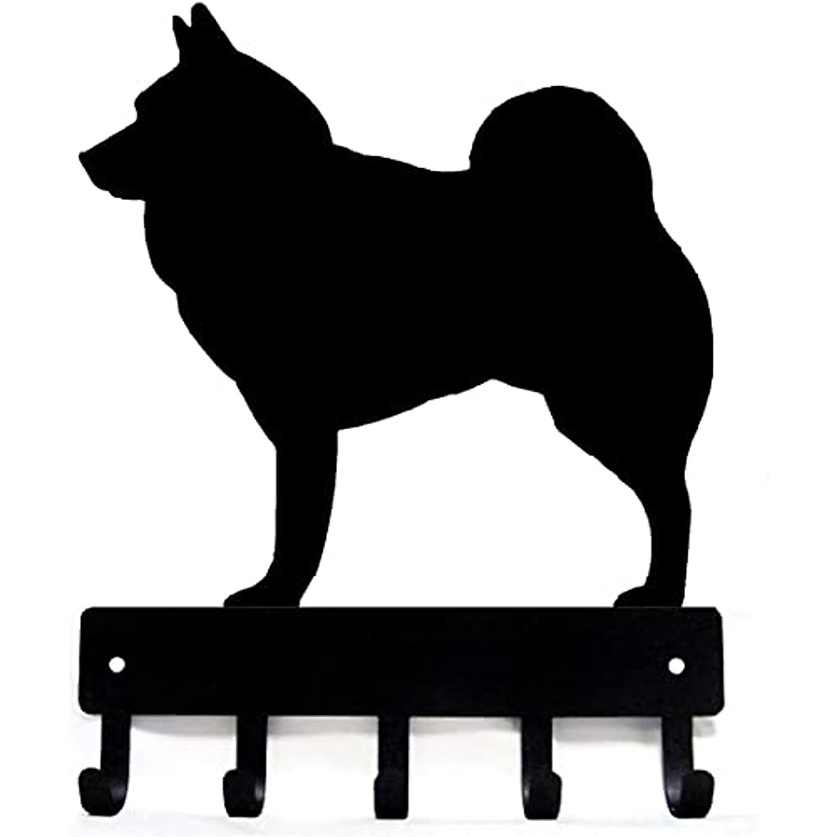The Metal Peddler Norwegian Elkhound Dog - Key Holder for Wall - Small 6 inch Wide - Made in USA; Gift for Dog Lovers