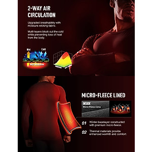 ATHLIO Men's Thermal Long Sleeve Compression Shirts, Winter Gear Sports Base Layer Top, Athletic Running T-Shirt, Active Top 3pack Black/Black/Black, Large