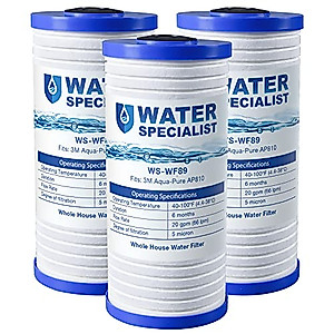 Waterspecialist AP810 Whole House Water Filter, Replacement for 3M Aqua-Pure AP810, AP801, AP811, Whirlpool WHKF-GD25BB, WHKF-DWHBB, 5 Micron, 10" x 4.5", Well & Tap Water Filter, Pack of 3