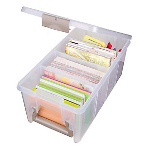 ArtBin 6925AB Semi Satchel with 3 Removable Dividers, Portable Art & Craft Organizer with Handle, [1] Plastic Storage Case, Clear