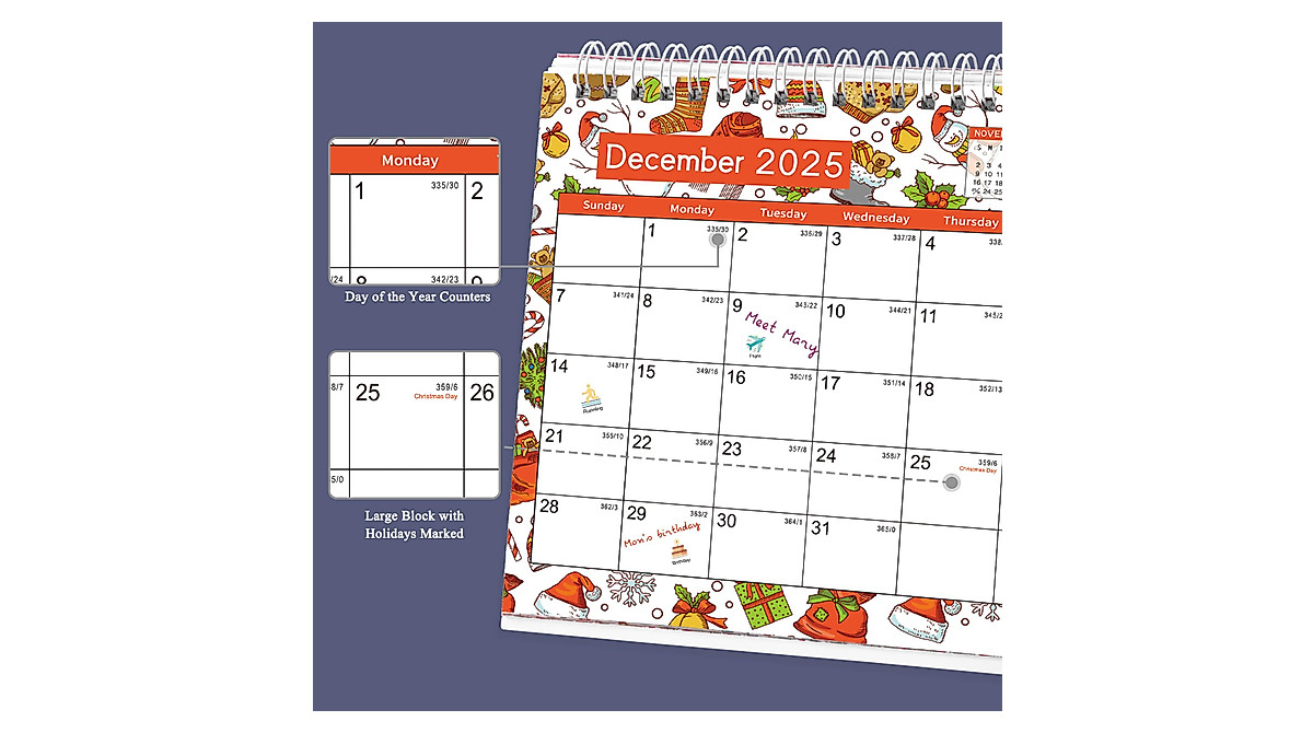 Desk Calendar 2023-2024 | Monthly Flip Calendar with Stickers