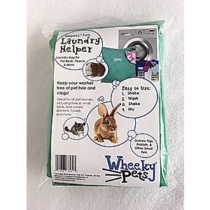 Wheeky Pets Laundry Helper, Laundry Bag for Pet Beds, Fleece, C&C Cage Liners, Midwest Cage Liners and More, for Guinea Pigs, Rabbits and Small Pets, Green/White, Size 29” W x 31” L