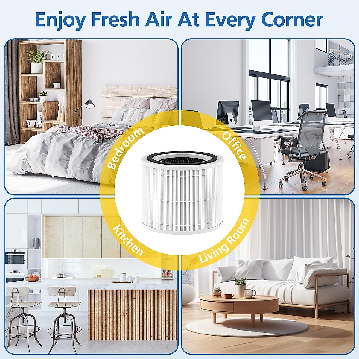 True HP-14 Replacement Filter Compatible with Puro 240 Air Puri-fier, 3-in-1 True HEPA Filter Replacement, Grade True HP-14 with Activated Carbon Filter, 240 HP-14 Filter, 4 Pack