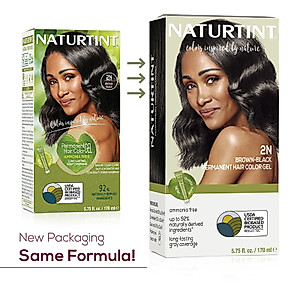Naturtint 2N Brown Black Permanent Hair Color (Pack of 1), Ammonia Free, Vegan, Cruelty Free, up to 100% Gray Coverage, Long Lasting Results (Packaging may vary)