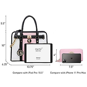 Dasein Women Handbags Purses Wallet Shoulder Bags Top Handle Satchel Purse Tote Work Bag Set 2pcs