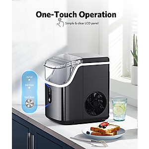 Nugget Ice Maker Countertop, Portable Crushed Pellet Ice Machine, Soft Pebble Ice Cubes in 6 Mins, 35Lbs/24H, Self Cleaning Sonic Ice Makers with One-Click Operation for Home Bar Camping RV