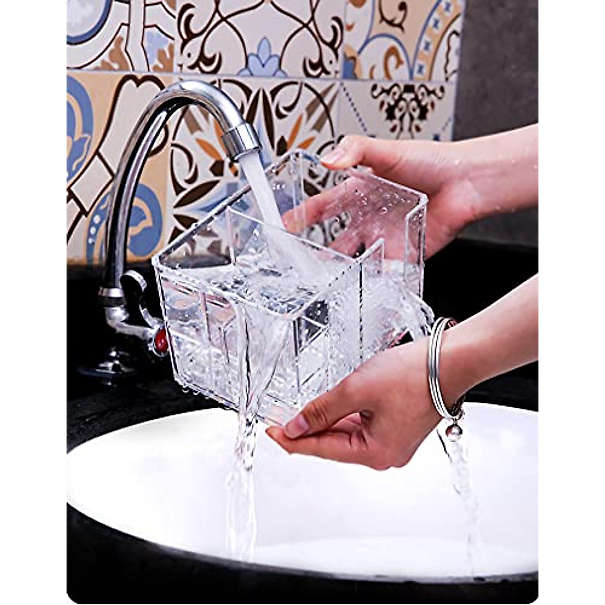 ZHXR Qtip Cotton Pad Holder Dispenser Cotton Ball and Swab Storage with Lid, Clear Acrylic Organizer for Bathroom and Cosmetic Storage