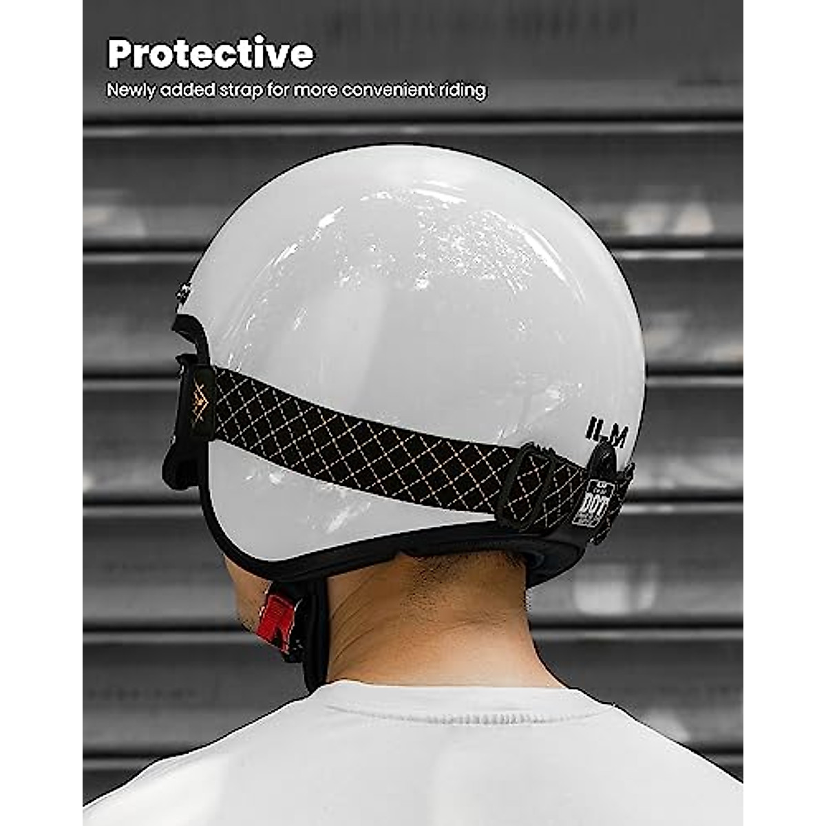 ILM 3/4 Open Face Motorcycle Helmets, Retro Vintage Moped Helmet for Men Women, Scooter ATV Cruiser Bobber Helmet, DOT Approved Model-207 (White, L)