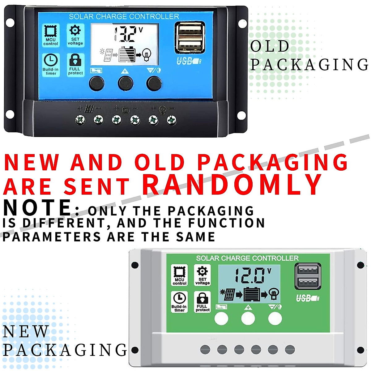 EpRec Solar Charge Controller 12V/24V 20A, Solar Panel Charge Controller with USB Port LCD Display,Compatible with Sealed, Gel, and Flooded Batteries