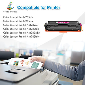 TRUE IMAGE Compatible 206A Toner Cartridge Replacement for HP 206A 206X W2110A W2110X for HP Color Pro M255dw MFP M283fdw M283cdw M283 M255 Printer Toner (Black Cyan Yellow Magenta, 4-Pack)