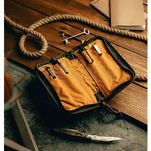 LOCHBY Quattro | Slim & Elegant Pen Pouch | Durable Waxed Canvas Lightly Padded for Fountain Pen & Mechanical Pencil | Compact Design Holds 4 Pens | For Everyday Carry, Travel & Creative Artists