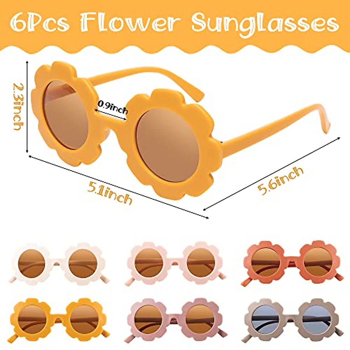 A1diee 12Pcs Groovy Retro Sunglasses Headbands Party Favors Boho Hippie Round Flower Polarized Eyewear Multicolor Daisy Flower Crown Costume Accessories Set 60s Festival Party Gifts for Kids