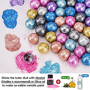 NiHome Edible Food-Grade Glimmer Powder Glitter Luster Dust Metallic Fancy Food Decorating Sprinkle Glimmery Brew Dust for Drink Wine Beverage Cake Candy Dessert Home Bakery Restaurant Vegan Allergen-Free (0.18oz/5g, Pink)