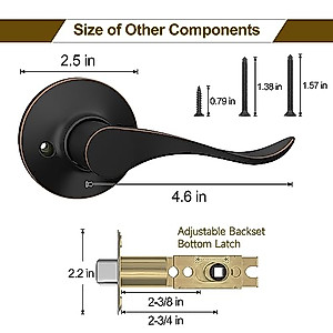 HOSOM Front Door Handle, Exterior Entry Door Handleset with Lever, Reversible for Right & Left-Handed Doors, Classic Style, Oil Rubbed Bronze