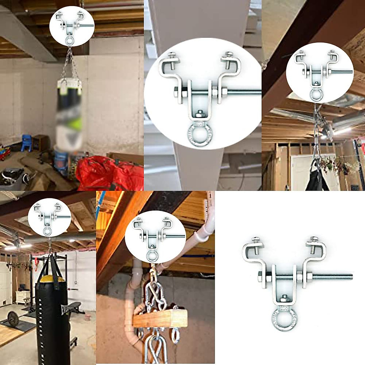 WANLIAN I-Beam Heavy Bag Hanger; Steel Clamp for Heavy Bag. Suitable for I-Beams with Bottom Width 2.5" 6.3cm7.5" 19cm; Can Withstand 450 Lbs