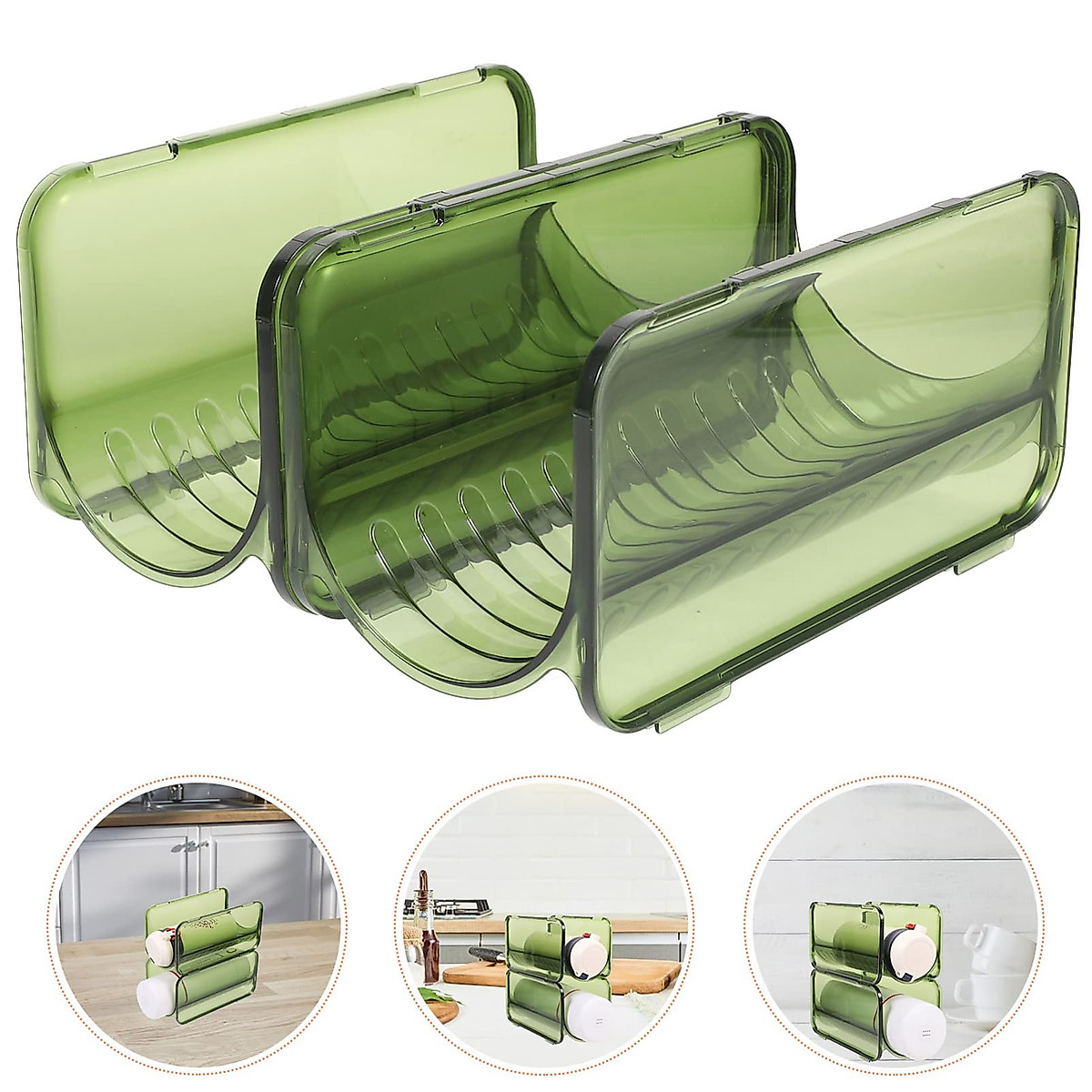 Beavorty Water Bottle Organizer 2pcs Refrigerator Wine Rack Stackable Champagne Dispenser Tray Holder for Fridge Cabinet Pantry Kitchen Countertops Green