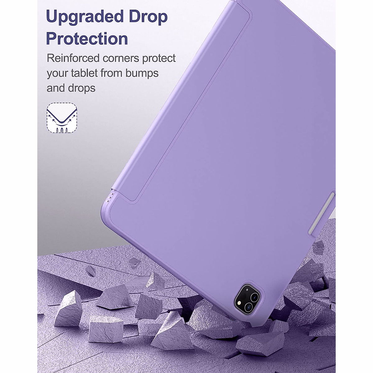 SURITCH for iPad Pro 6th/5th/4th/3rd Generation, iPad Pro 12.9 Case, [Built in Screen Protector] [Pencil Holder] Lightweight Leather Cover for iPad Pro 2022/2021/2020/2018-Purple