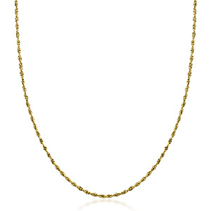 PORI JEWELERS 14K Yellow Gold 1.5MM Diamond Cut Rope Chain Necklace, Sizes - 20 Inches