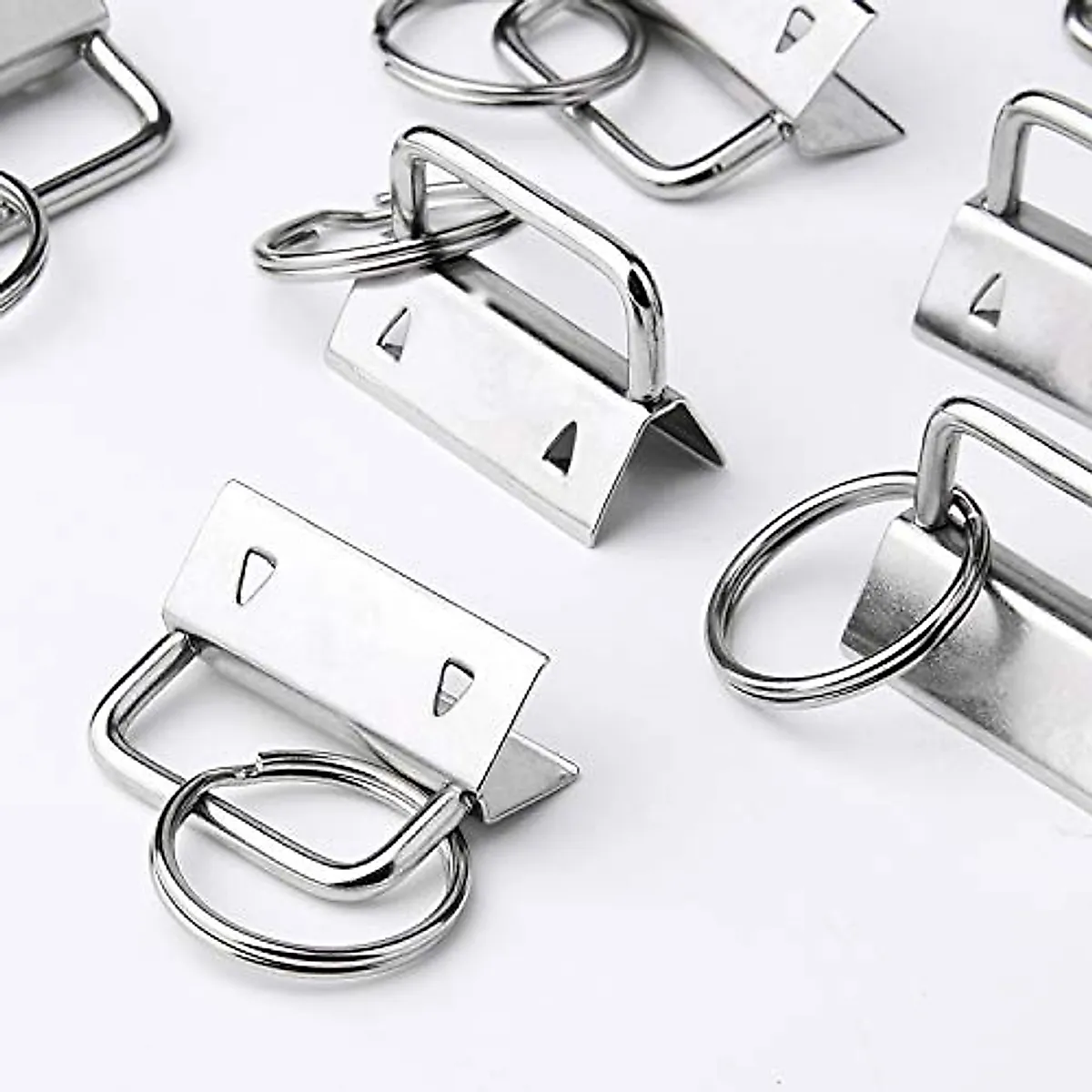 50 Sets Key Fob Hardware Key Fob Keychain Wristlet with Split Ring 1 Inch by HRLORKC