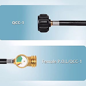 SHINESTAR 12FT Propane Extension Hose with Gauge, Propane Tank Extension Hose for RV, Gas Grill, Stove, Heater, Fire Pit and More