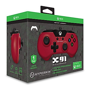 Hyperkin X91 Wired Controller for Xbox One/ Windows 10 PC (Red) - Officially Licensed by Xbox