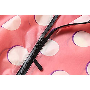 Unisex Rain Poncho Raincoat Hooded for Adults Women with Pockets(Pink Polka Dot)